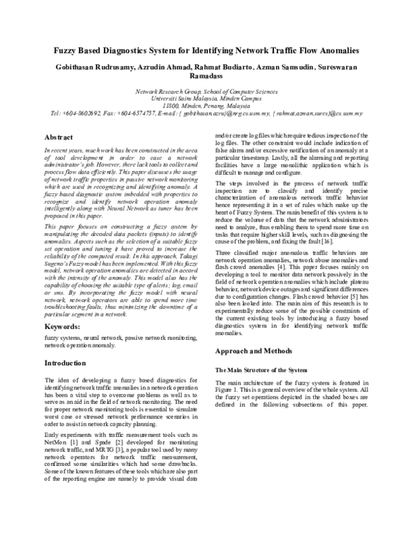 (PDF) Fuzzy Based Diagnostics System for Identifying Network Traffic Flow Anomalies