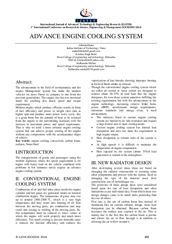 (PDF) Advance Engine Cooling System