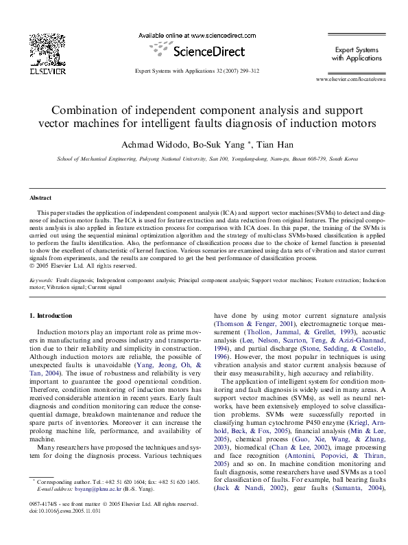 Pdf Combination Of Independent Component Analysis And Support Vector Machines For Intelligent
