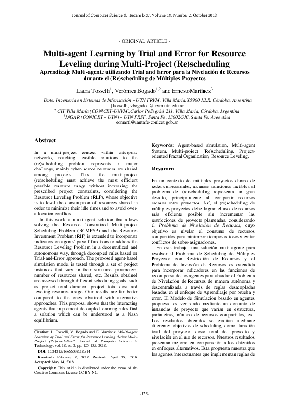 (PDF) Multi-agent Learning by Trial and Error for Resource Leveling during Multi-Project (Re ...