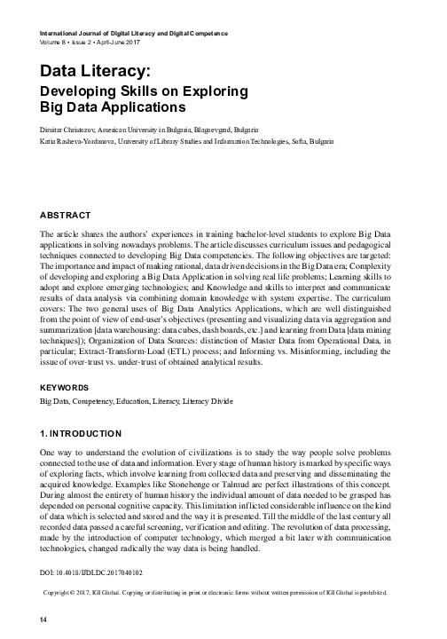 (PDF) Cultivating Big Data Literacy in Students