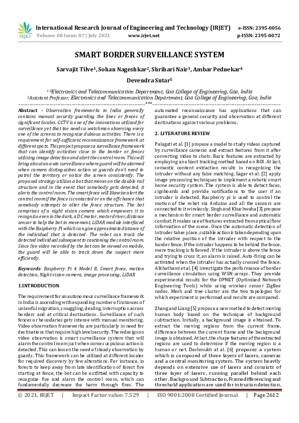 (PDF) IRJET- SMART BORDER SURVEILLANCE SYSTEM