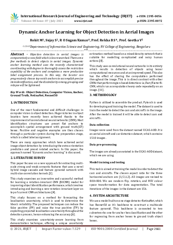 (PDF) IRJET- Dynamic Anchor Learning for Object Detection in Aerial Images