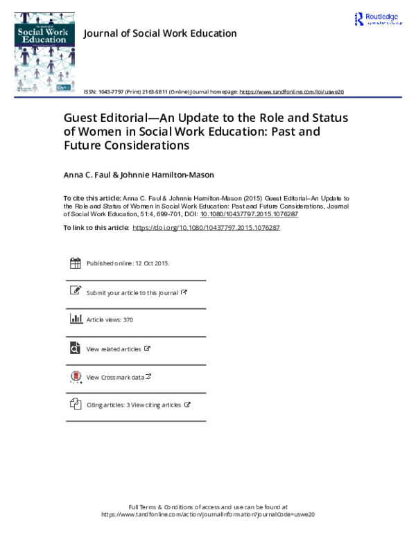 (PDF) Guest Editorial―An Update to the Role and Status of Women in ...