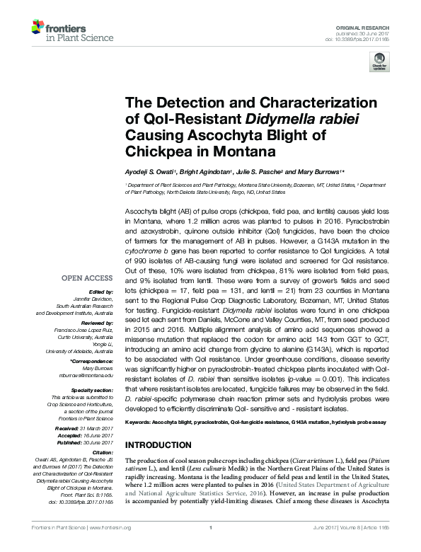 (PDF) The Detection and Characterization of QoI-Resistant Didymella ...