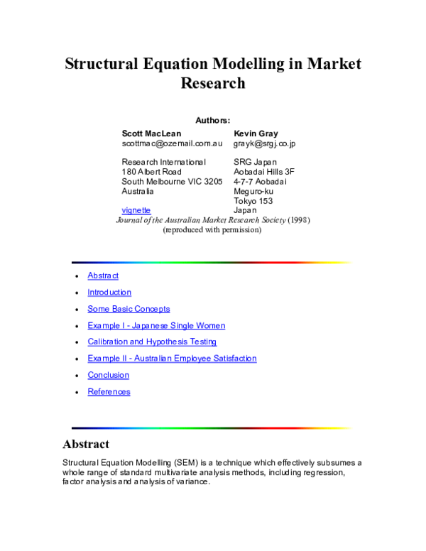 (PDF) Structural Equation Modelling in Market Research