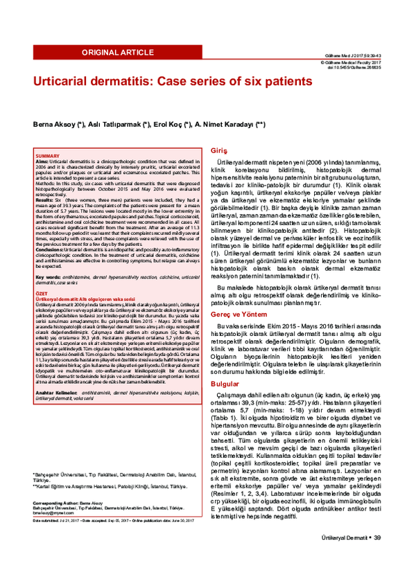 (PDF) Urticarial Dermatitis: Case Series of Six Patients