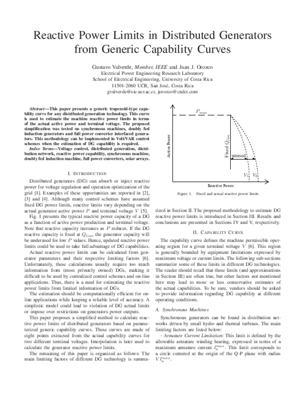 (PDF) Reactive power limits in distributed generators from generic ...