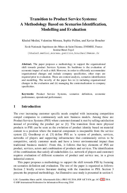 (PDF) Transition to Product Service Systems: A Methodology Based on ...