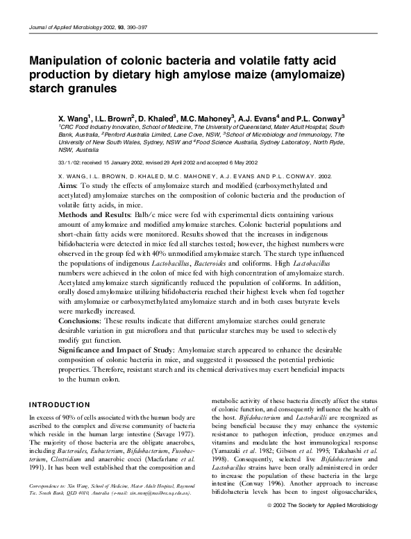 (PDF) Manipulation of colonic bacteria and volatile fatty acid ...