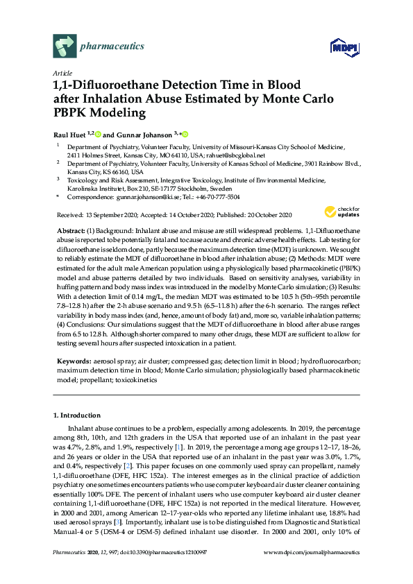 (PDF) 1,1-Difluoroethane Detection Time in Blood after Inhalation Abuse ...