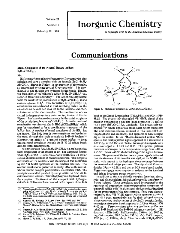 (PDF) Metal complexes of the neutral borane adduct (B2H4.2P(CH3)3)