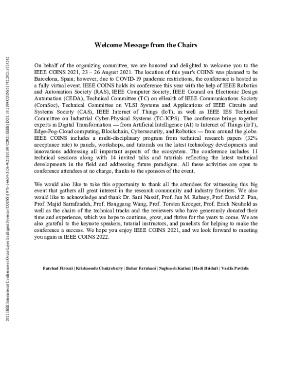 (PDF) Welcome Message from the Chairs