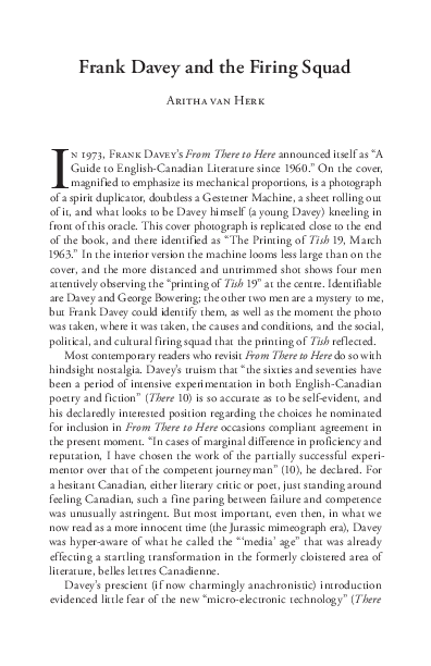 (PDF) Frank Davey and the Firing Squad