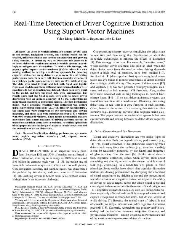 (PDF) Real-time detection of driver cognitive distraction using support ...
