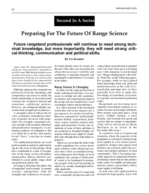 (PDF) Preparing for the future of range science