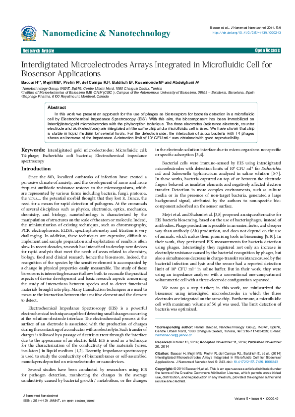 (PDF) Interdigitated Microelectrode Arrays Integrated in Microfluidic ...