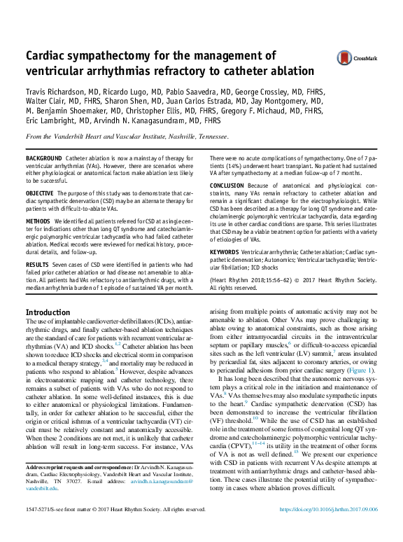 (PDF) Cardiac sympathectomy for the management of ventricular ...
