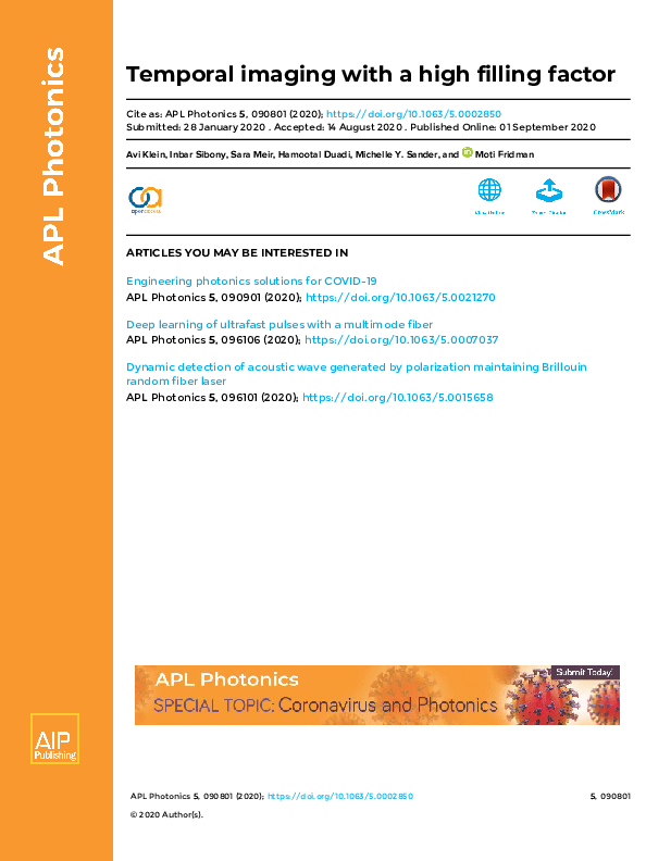 (PDF) Temporal imaging with a high filling factor