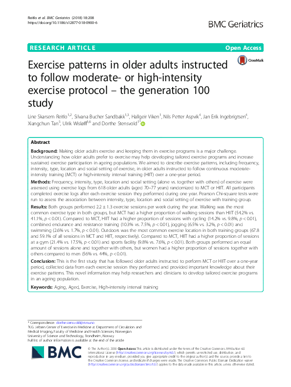 (PDF) Exercise patterns in older adults instructed to follow moderate ...