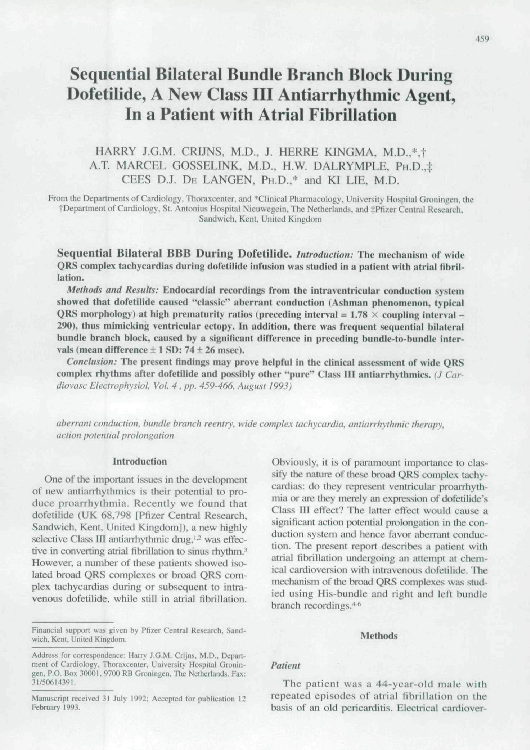 (PDF) Sequential Bilateral Bundle Branch Block During Dofetilide, A New ...
