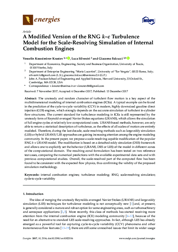 (PDF) A Modified Version of the RNG k–ε Turbulence Model for the Scale-Resolving Simulation of ...