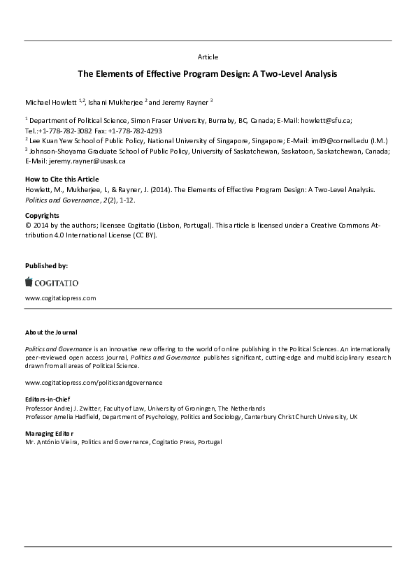 (PDF) The Elements of Effective Program Design: A Two-Level Analysis