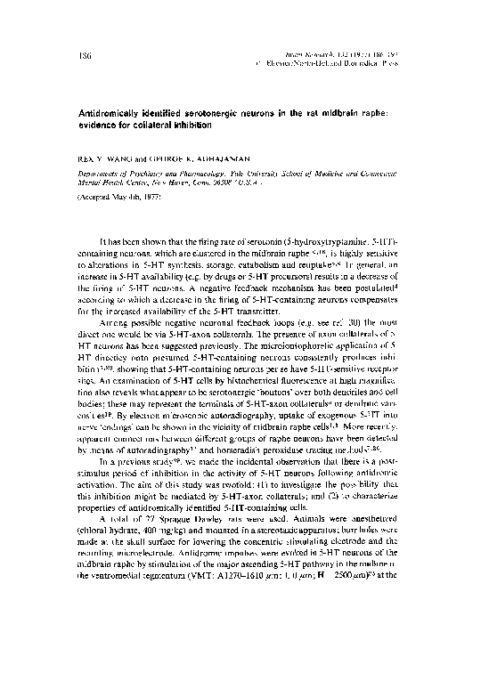 (PDF) Antidromically identified serotonergic neurons in the rat ...