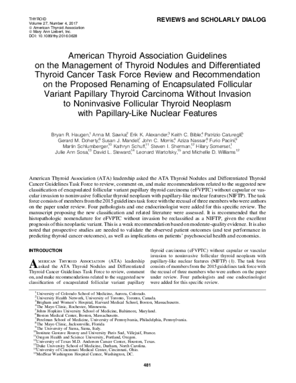 (PDF) The ATA Guidelines on Management of Thyroid Nodules and ...