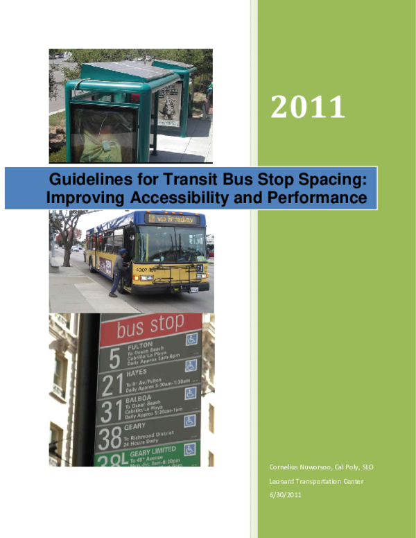 (PDF) Guidelines for Transit Bus Stop Spacing: Improving Accessibility and Performance