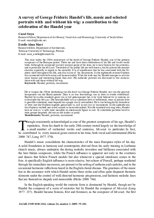(PDF) A survey of George Frideric Handel's life, music and selected ...