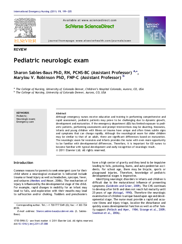 (PDF) Pediatric neurologic exam
