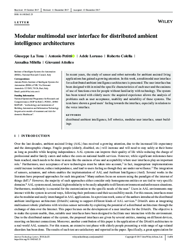 (PDF) Modular multimodal user interface for distributed ambient intelligence architectures