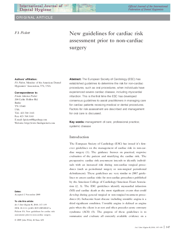 (PDF) New guidelines for cardiac risk assessment prior to non-cardiac ...