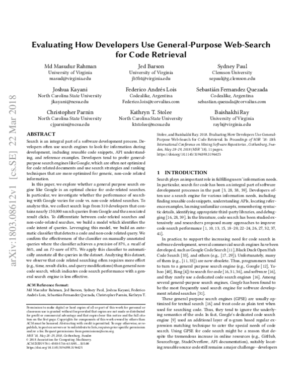 (PDF) Evaluating how developers use general-purpose web-search for code ...