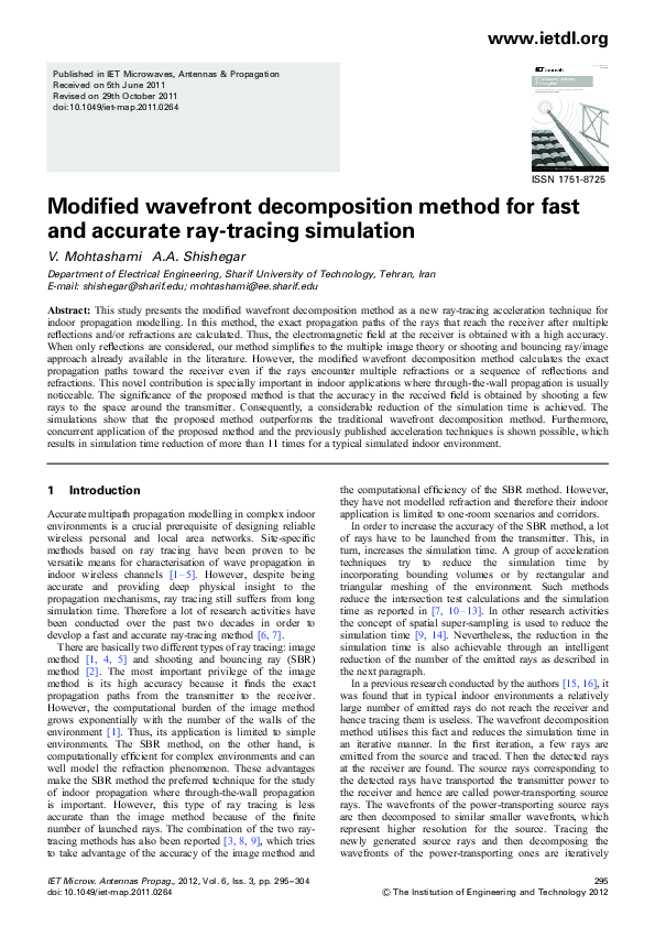 (PDF) Modified wavefront decomposition method for fast and accurate ray ...