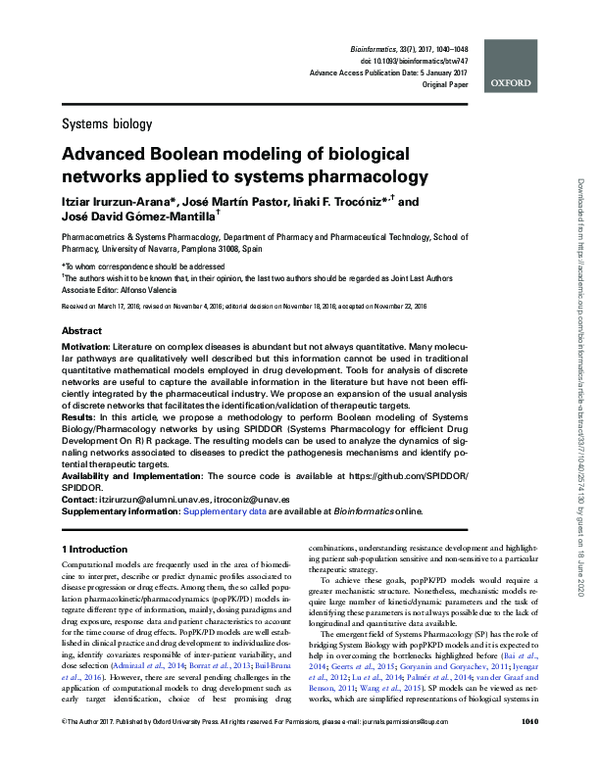 Pdf Advanced Boolean Modeling Of Biological Networks Applied To