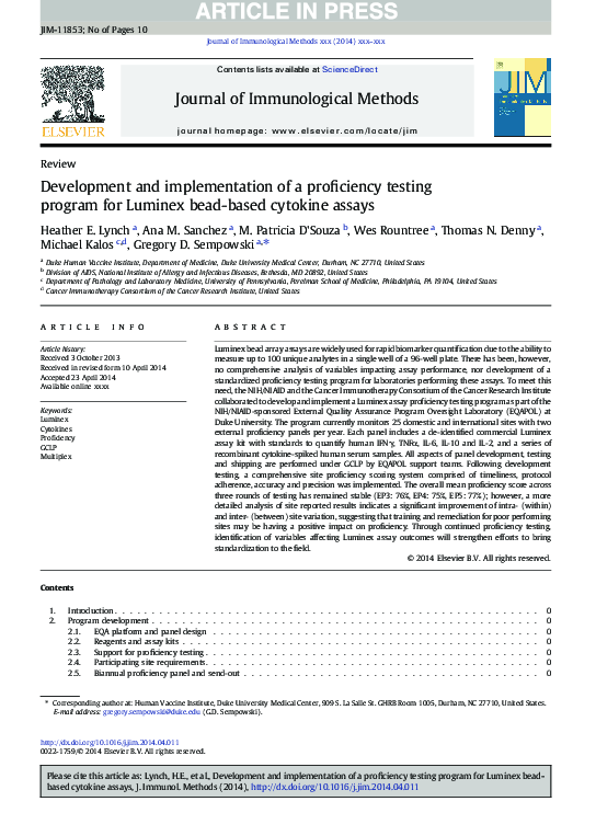 (PDF) Development and implementation of a proficiency testing program ...