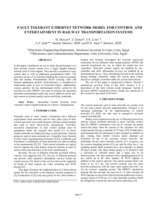Pdf Fault Tolerant Ethernet Network Model For Control And Entertainment In Railway