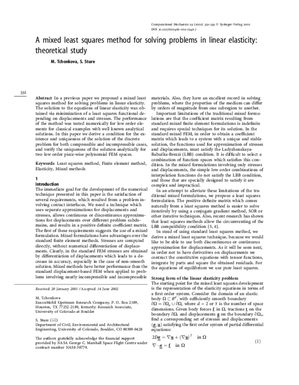 (PDF) A mixed least squares method for solving problems in linear ...