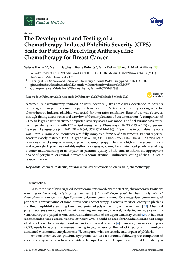 (PDF) The Development and Testing of a Chemotherapy-Induced Phlebitis ...