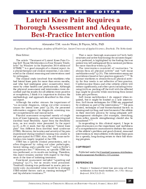 (PDF) Lateral knee pain requires a thorough assessment and adequate ...