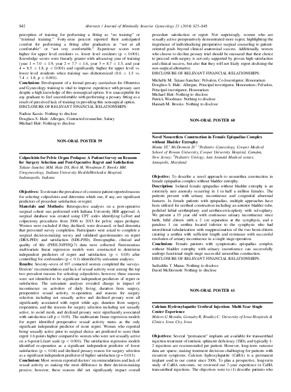 (PDF) Colpocleisis for Pelvic Organ Prolapse: A Patient Survey on ...
