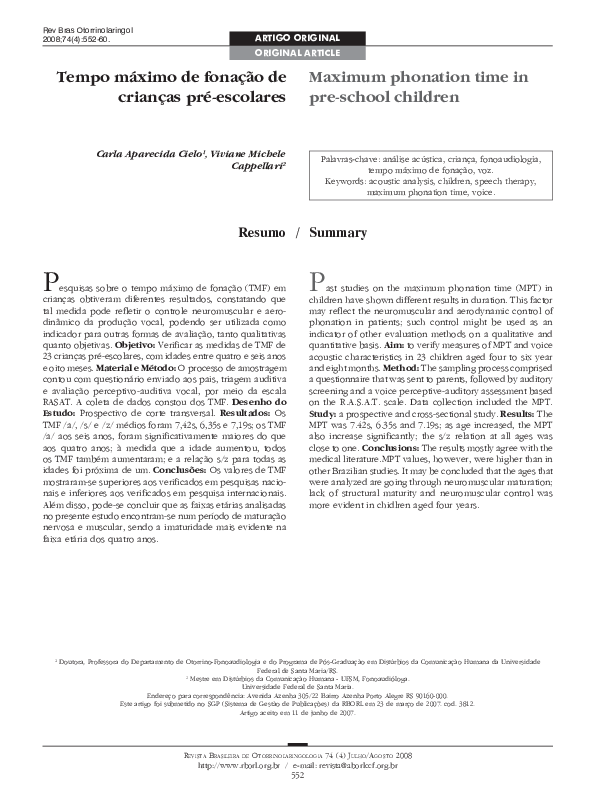(PDF) Maximum phonation time in pre-school children