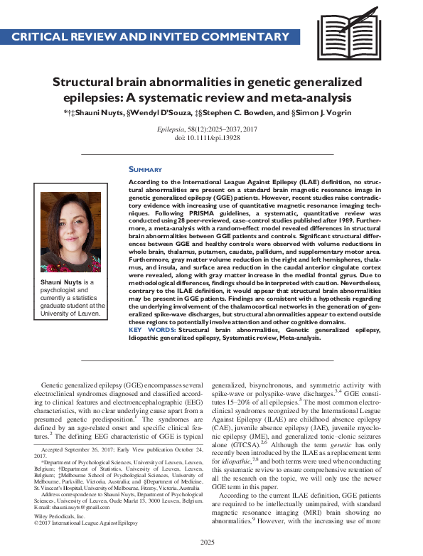 (PDF) Structural brain abnormalities in genetic generalized epilepsies ...
