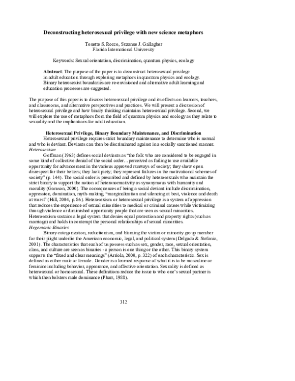 (PDF) Deconstructing heterosexual privilege with new science metaphors