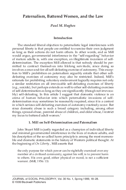 (PDF) Paternalism, Battered Women, and the Law