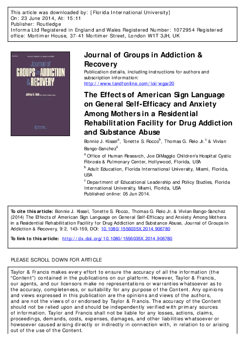 (PDF) ASL Impact on Self-Efficacy and Anxiety in Mothers