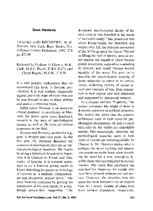 (PDF) Trauma and Recovery