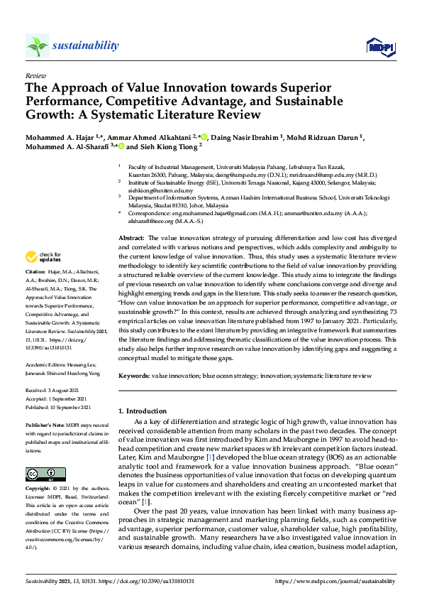 (PDF) The Approach of Value Innovation towards Superior Performance ...